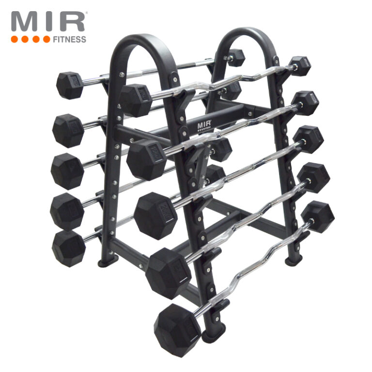 Set de 5 barras hexagonales rectas y 5 EZ de 10 Kg a 30 Kg MIR (2 por ...